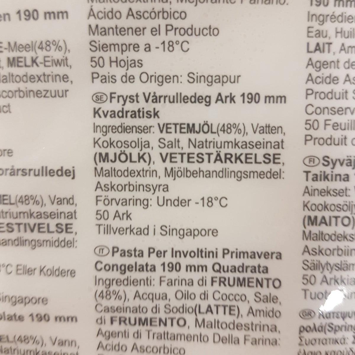 Vårrulledeg 50-p Fryst 550g, Spring Home 19x19cm – asienlivs
